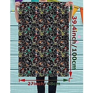 U'COVER Monster Truck Birthday Wrapping Paper for Kids Boys 3-Large Black Racing Car Gift Wrapping Paper for Men Baby Shower Holiday with Cut Line Folded Flat Gift Wrap Sheet 27 * 39.4inch