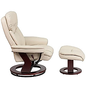 Flash Furniture Recliner Chair with Ottoman | Beige LeatherSoft Swivel Recliner Chair with Ottoman Footrest