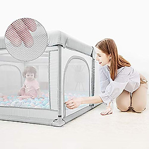 Baby Playpen,Kids Large Playard,Indoor & Outdoor Kids Activity Center,Playpen for Babies,Infant Safety Gates,Sturdy Play Yard for Toddler,Children's Fences Packable & Portable 81x61 (Grey)