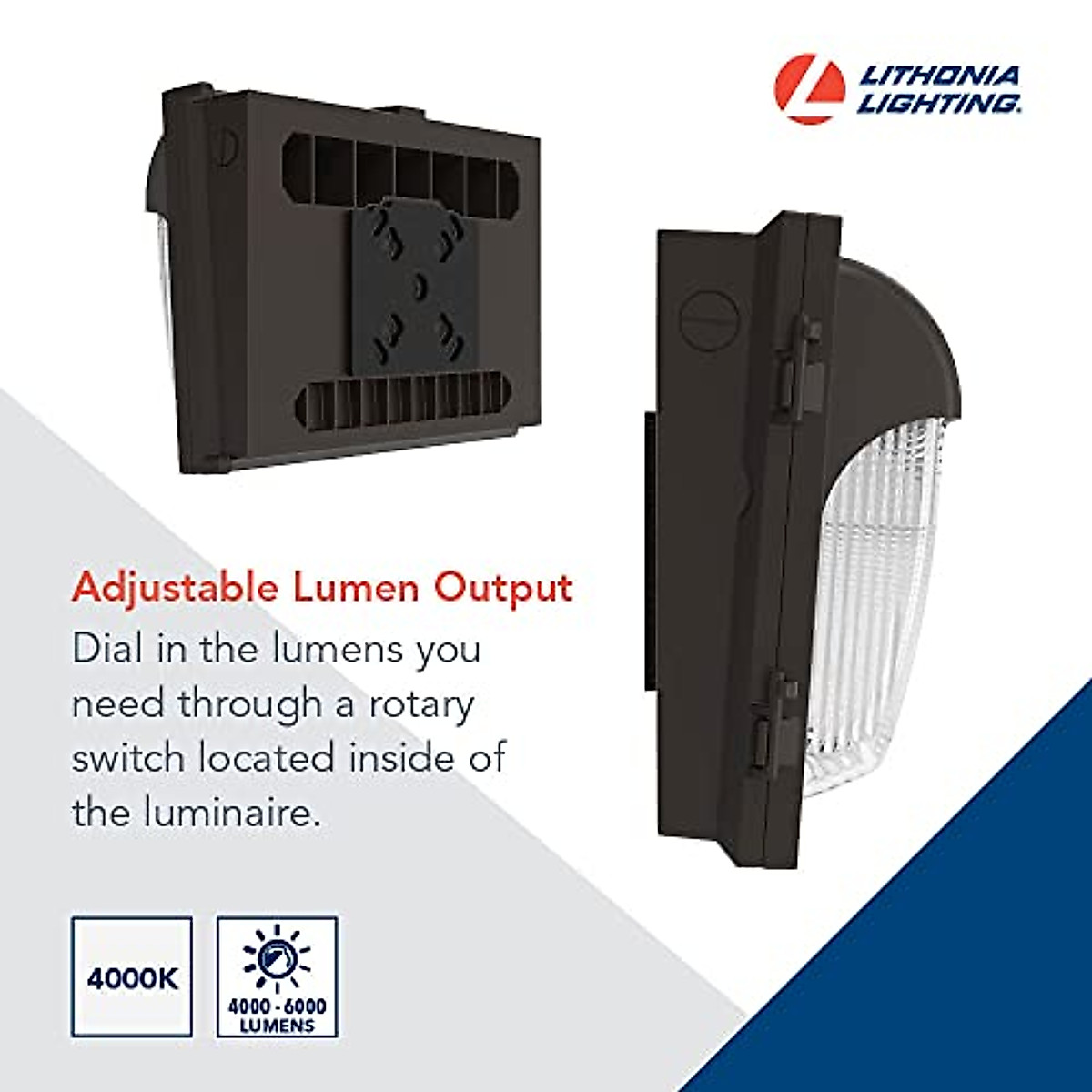 Lithonia Lighting LL ALO 40K TXD Brnz Outdoor TWX2 LED Adjustable Light Output 4000K MVOLT Glass Wall Pack in Textured Bronze