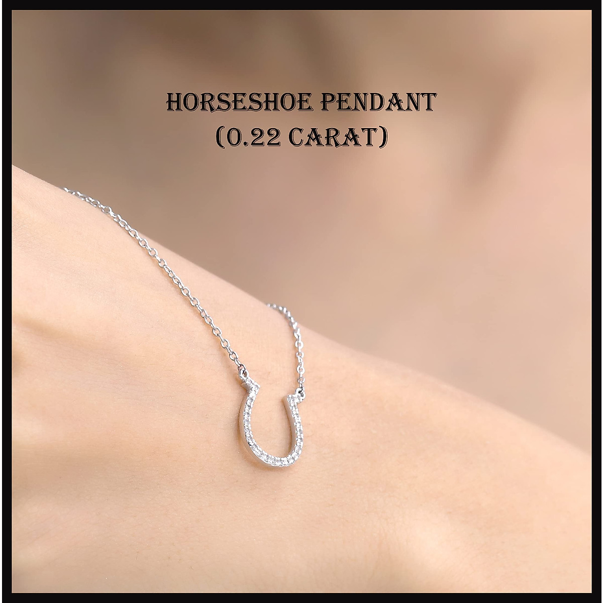 Dazzlingrock Collection 0.22 Carat (ctw) Round White Diamond Horseshoe Pendant with 18 inch Silver Chain for Women in 14K White Gold