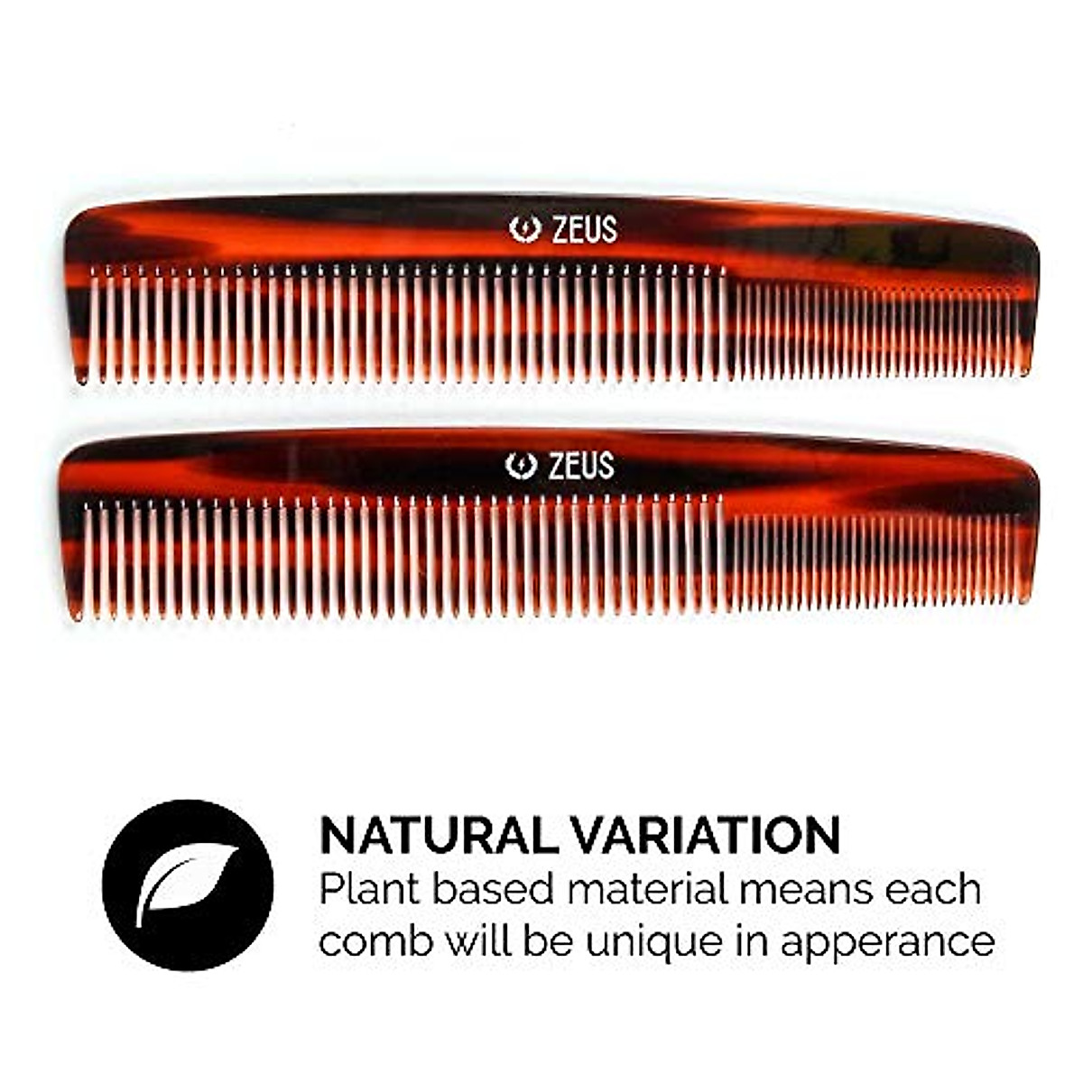 ZEUS Handmade Saw-Cut 2-in-1 Beard Comb – 7.5” Mustache & Beard Comb (Traditional) C11