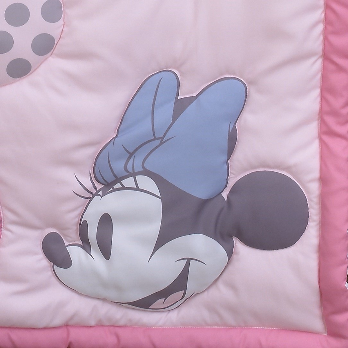 Disney Minnie Mouse Pretty in Pink 3 Piece Nursery Crib Bedding Set, Pink, Grey, Rose