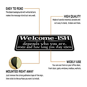 Maoerzai Welcome Sign for Front Door, Funny Welcome-ish Sign Thick Acrylic Self-Adhesive Modern Design Welcome Door Sign, Rustic Farmhouse Home, Business Decor Porch or Entryway Accent. (Black - Welcome Door Sign)