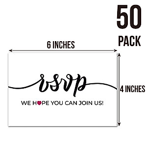 TENTADO RSVP Postcards, 50 Pack Rsvp Cards, Response Cards, Reply Cards Perfect for Wedding, Bridal Shower, Baby Shower, Birthday, Engagement, Bachelorette Party Invitations, 4X6 Inch.