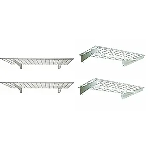 HyLoft 00630 48" x 24" Garage Wall Shelf Storage, White (Pack of 2) 777 Wall Shelf with Hanging Rod, 36" x 18" (2-Pack), White