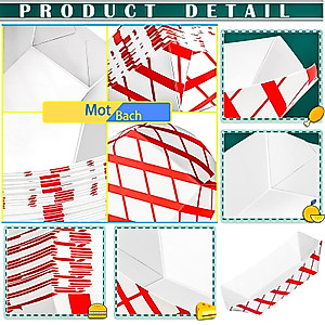 MotBach 100 Pack 3lb Paper Food Trays,Disposable Greaseproof Kraft Checkered Carnival Food Serving Take Out Basket Tray Boat for Snacks Fries Nachos Popcorn Hot Dogs Carnival Wedding Party Picnic