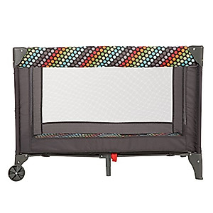 Cosco Funsport Compact Portable Playard, Lightweight, Easy Set up, Foldable Baby Playpen with Carry Bag, Rainbow Dots