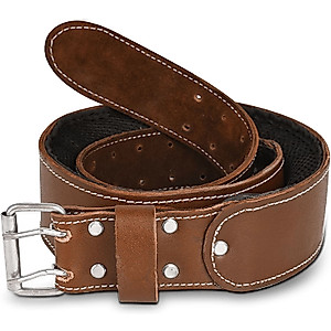 LAUTUS 3-Inch Tapered Padded Work Belt in Heavy Oiled Tanned Leather| 32-Inch to 45-Inch | Brown|