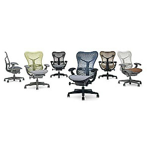 Mirra Chair Herman Miller Deluxe Fully Highly Adjustable Home Office Desk Task Chair MR223 with Forward Tilt Seat Angle, Adjustable Arms, Flexfront Seat, Graphite Frame with Graphite Airweave Seat and Triflex Backrest, Standard Casters