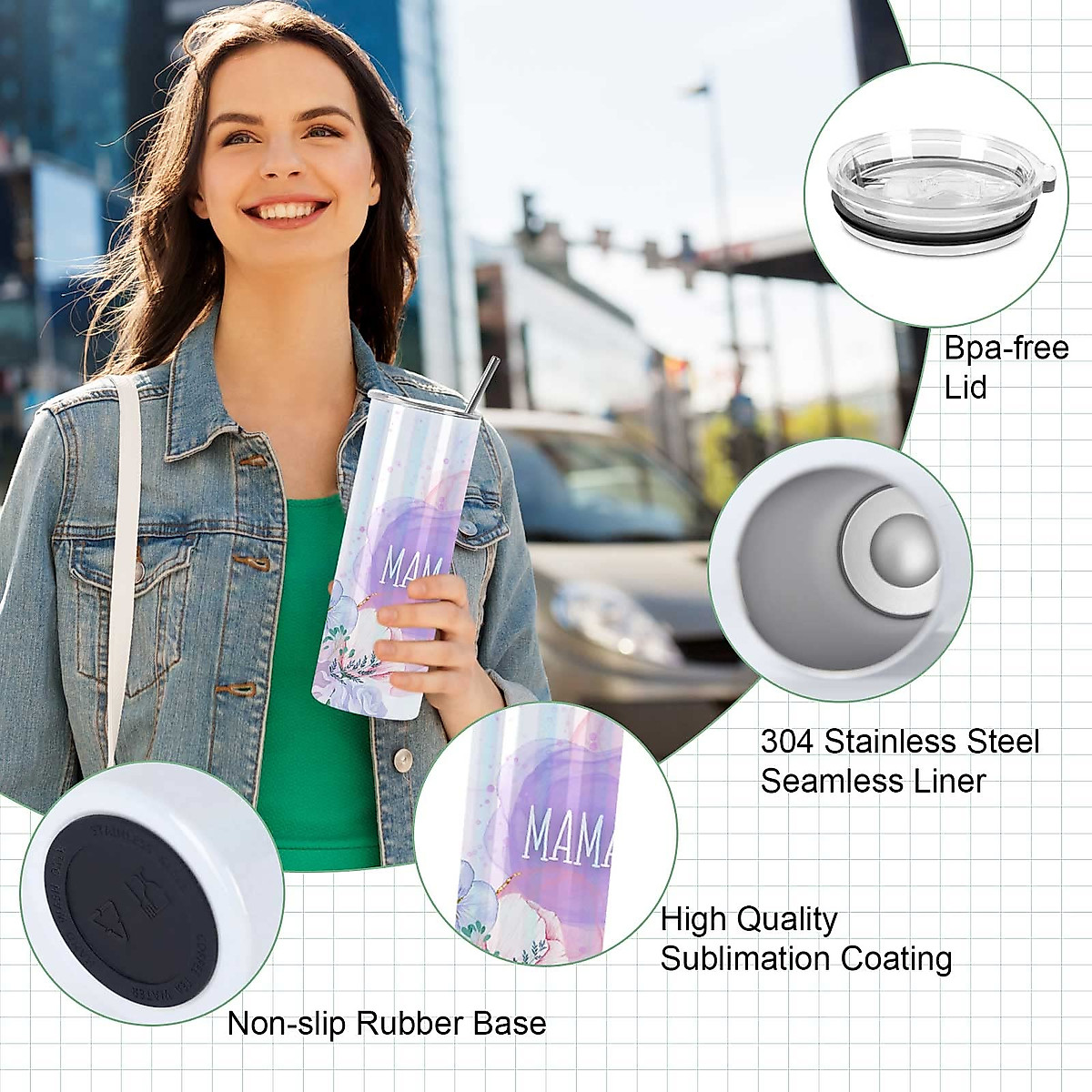 Wzaytia Glitter Sublimation Tumblers 20 Oz Skinny Straight, 8 Pack Sublimation Glitter Shimmer Tumbler Blanks, Individually Boxed Stainless Steel Glitter Tumblers, Mixed Color