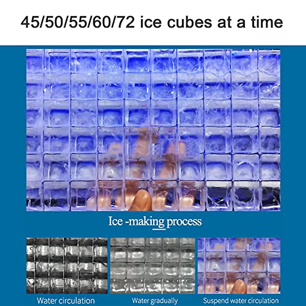 KEINXOW Commercial Ice Maker with 44LBS Ice Storage Bin And Smart LCD Touch Screen, Full Clear Cube, Stainless Steel Self-Cleaning Ice Cube Maker for Bar, Office,Home Kitchen, Shop,24h 110LBS/45 Ice C