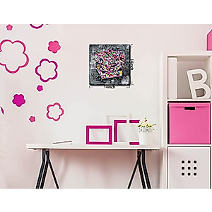 ZHAOSHOP Pink Wall Decor - Banksy Canvas Wall-Art for Bedroom - Graffiti Wall Art Poster - Abstract Painting Pop Art Ready to Hang Size 14"x 14"