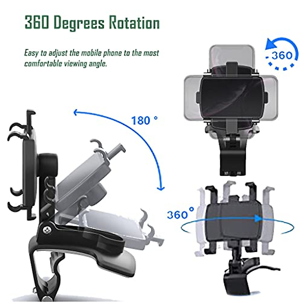 YAOKEEP Universal Car Phone Holder Mount,360 Degrees Rotation Dashboard Phone Mount [Upgrade Clip Never Fall],Cell Phone Car Mount for iPhone,Samsung,Google,Nokia,and 4 to 7" Smartphones