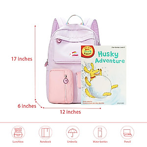 AUOBAG Kids Backpack Girls Backpacks Elementary Bookbags Middle School Bags Women Casual Daypacks Send Pendant (Purple)