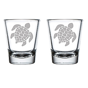 Set of 2 Shot Glasses 1.75oz Shot Glass Sea Turtle