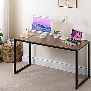 ZINUS Jennifer 55 Inch Black Frame/ Computer Workstation, Office Desk, Easy Assembly, Brown