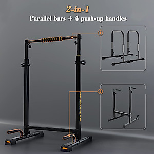 Sportsroyals Dip Bar, Adjustable Parallel Bars for Home Use, Dip Station with 6 Height Level & 1200LBS Weight Limit