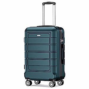 SHOWKOO Carry-On Luggage PC+ABS Durable Hardside Suitcase with Spinner Wheels TSA LOCK, 20-Inch, Armygreen