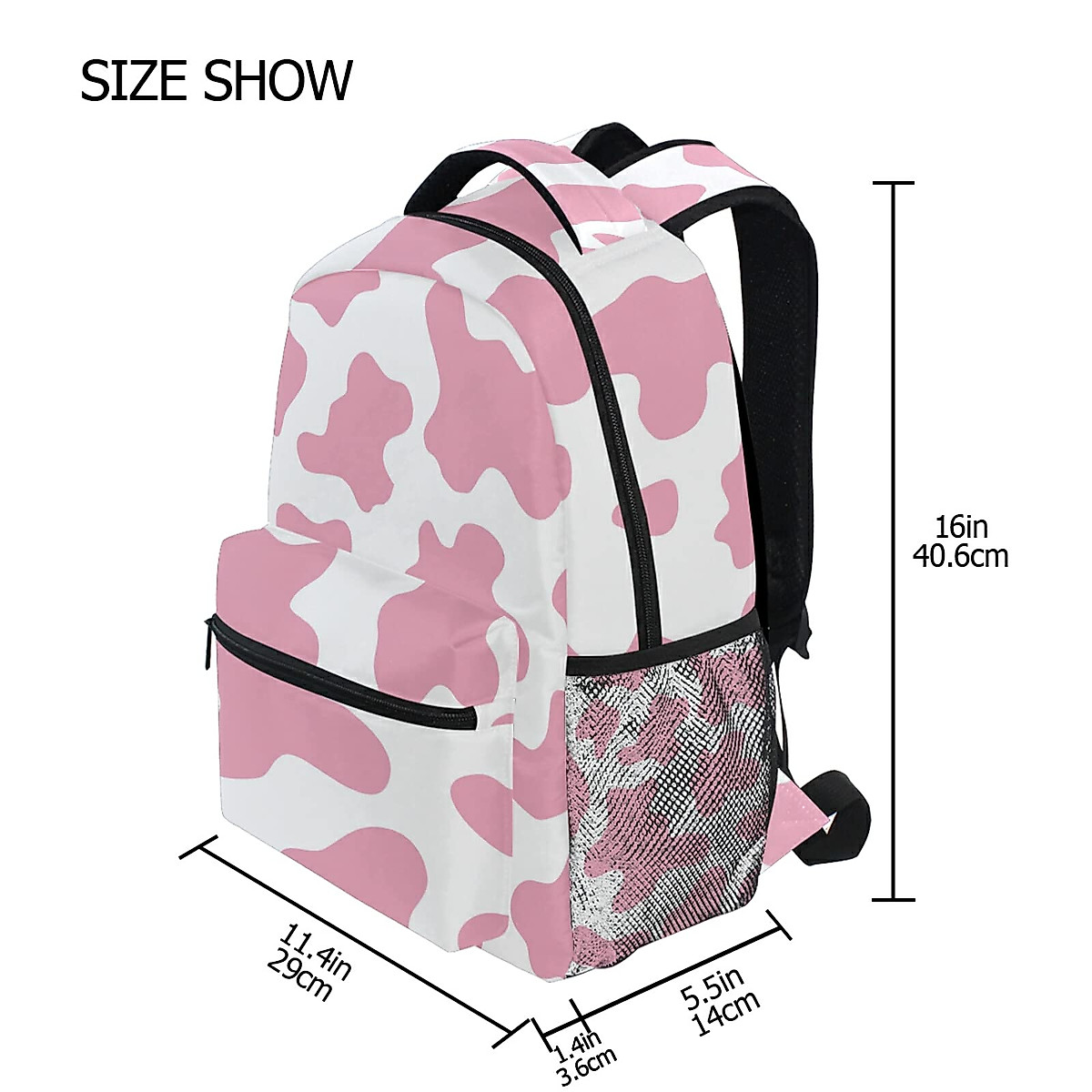 Bookbags Laptop Backpack for High School Adult Men Pink Cow Print Camo Camoflage Travel College Teens Student Casual Shoulder Daypack