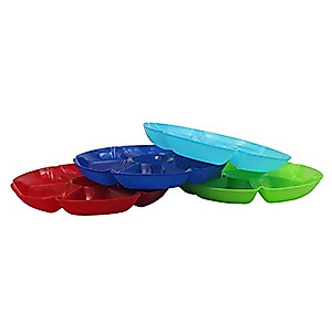 4 Black Duck Chip N Dip Hard Plastic 12-Inch Round 7-Section Serving Trays! Assorted Colors