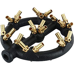 Homend Propane Gas Jet Burner For Chinese Wok Range, Grilling, Stir Fry - Cast Iron Body Round Nozzle Jet Burner with 23 Brass Tips - Up 100,000 BTU (Propane Gas, 23 Tips, 0.5mm Hole)