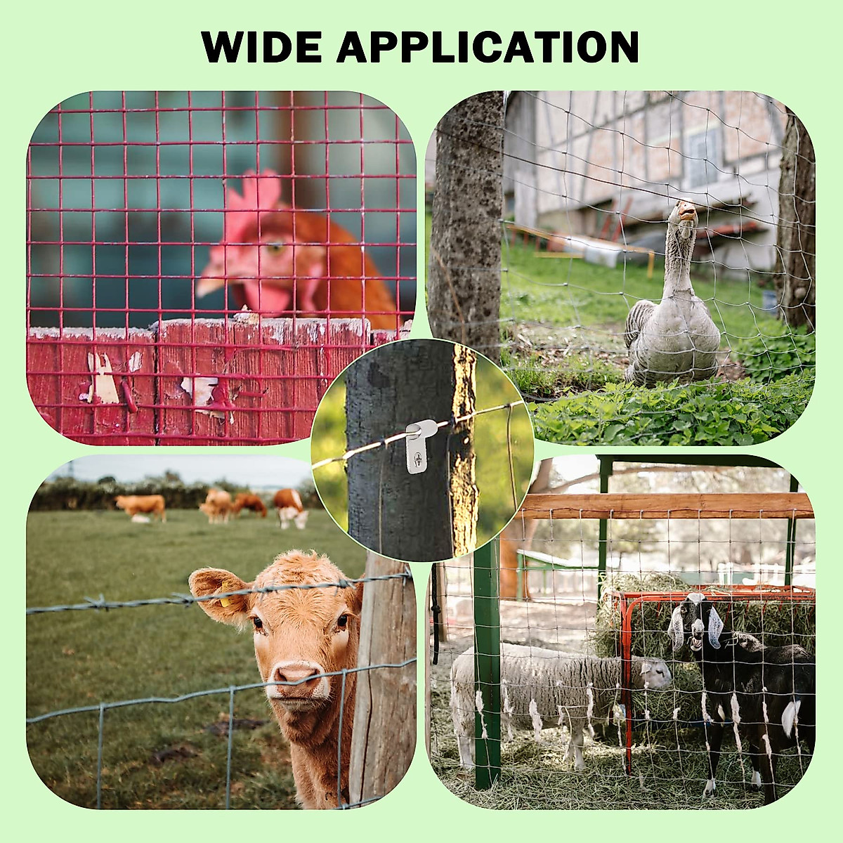 Wire Fence Clips 100 Pcs Stainless Steel Fence Wire Clamps with 100 Pcs Screws, Chicken Cattle Wire Fencing Clips Welded Wire Fence Clamps for 6-16 Gauge