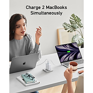 Mac Book Pro Charger, Anker 100W Fast Charger, 2 Port Power Adapter - Compatible With USB C Devices Including MacBook Pro/Air, iPad Pro, iPhone 15/Pro/Pro Max, Google Pixelbook (Cable Not Included)