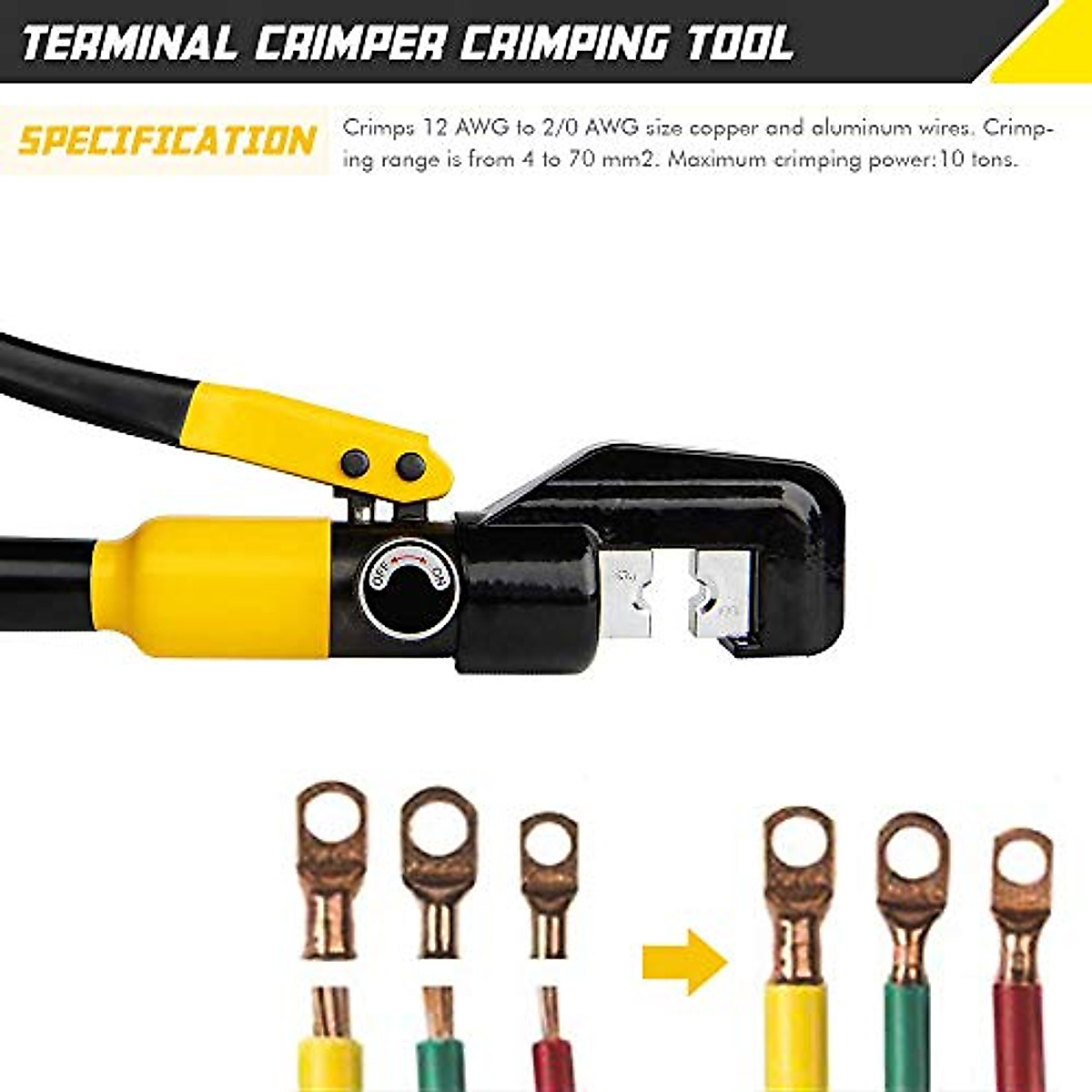 10 Ton Hydraulic Hand Crimper Tool Set for Stainless Steel Cable Railing Fittings, Crimps 1/8" to 3/16", Cable Crimping Tool ​with 9 Pairs of Dies