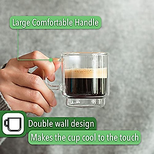 BTaT- Small Stackable Espresso Cups, Demitasse Cups, Set of 6 (2.0 oz, 60 ml), Glass Coffee Mugs, Double Wall Glass Cups, Clear Coffee Cup, Tea Glass, Espresso Glass, Mother's Day Gift