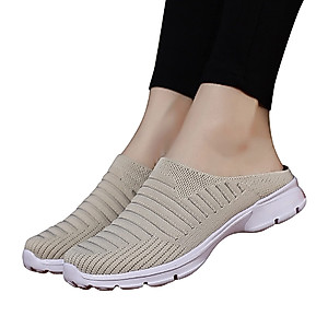 MLAGJSS Comfortable Driving Shoes, Women's Sneakers Slip On Walking Shoes Round Toe Comfort Athletic Running Shoes Gift Beige