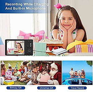 4K Digital Camera 48MP Kids Compact Camera Autofocus 16X Digital Zoom Children Portable Camera for Boys, Girls,Beginners (with 32GB SD Card and 2 Batteries)