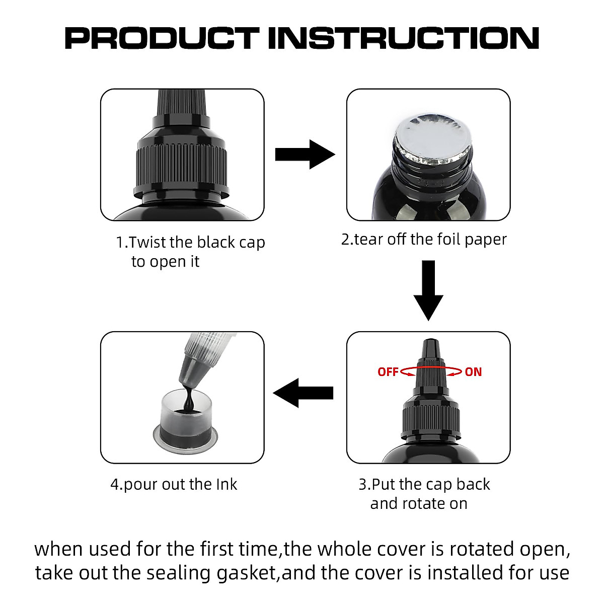 Hawink Tattoo Ink 6.7oz (200ml) Vegan-Friendly USA Standard Pigment Concentrated Black TI963-6.7OZ-S