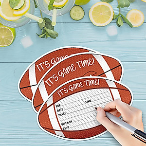 ERHACHAIJIA 15 PCS American Football Shaped Fill-In Invitations Cards With Envelopes, Funny Birthday Sports Party Baby Shower Football Party Invites for Boys Girls Adults Football Lover-It's Game Time