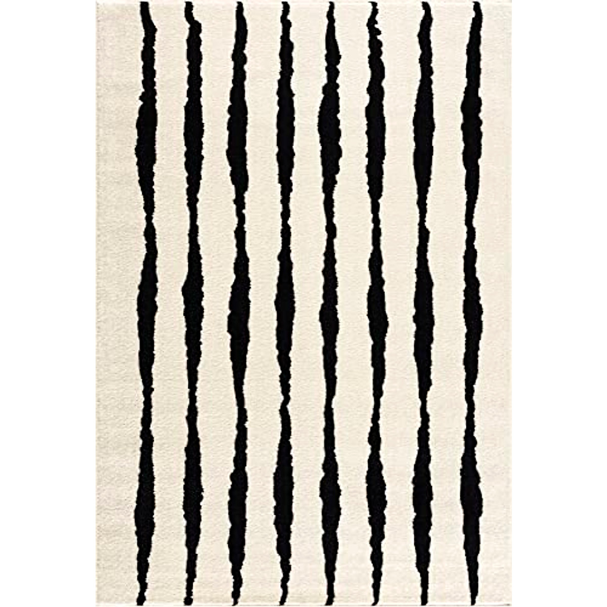 Abani Nordic Collection Area Rug -Contemporary Scandinavian Striped Cream/Black Design -4'x6' -Easy to Clean -Durable for Kids and Pets - Non-Shedding - Medium Pile - Soft Feel -Living Room, Bedroom