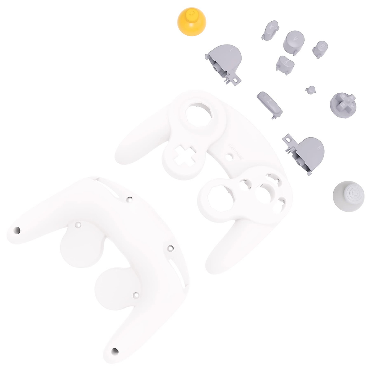eXtremeRate White Faceplate Backplate for Nintendo Gamecube Controller, DIY Replacement Front Back Housing Shell Cover with Buttons for Nintendo Gamecube Controller - Controller NOT Included