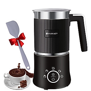 Huogary Electric Milk Frother and Steamer - 4 In 1 Hot and Cold Foam Maker, 10.1-ounce Large Capacity,Automatic Milk Warmer for Lattes, 120V (Black)