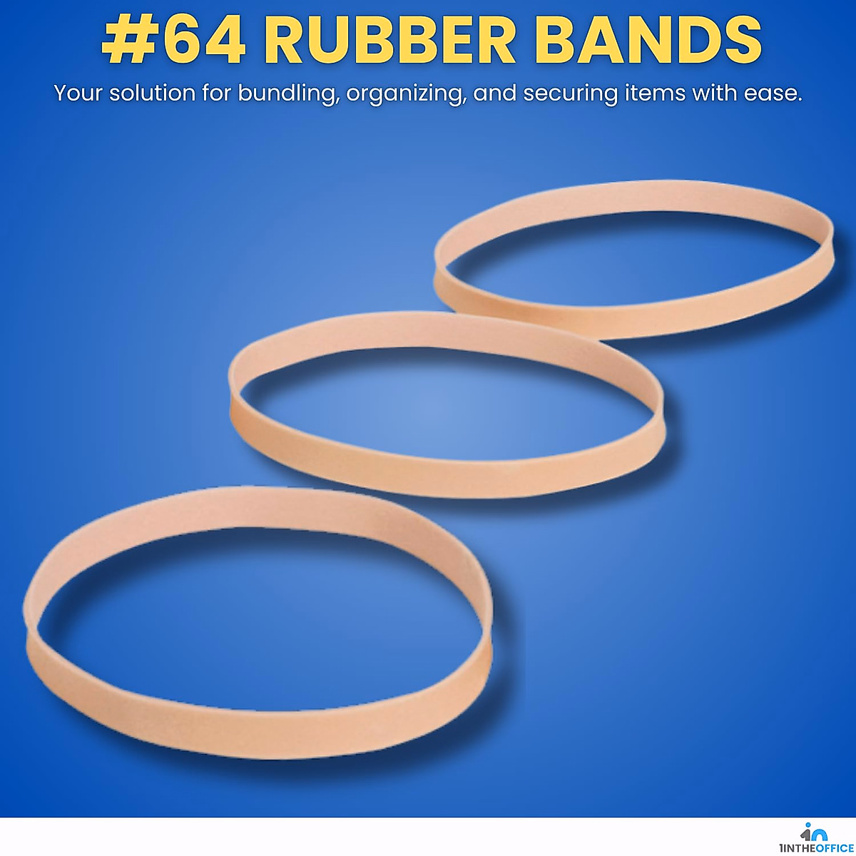 1InTheOffice Rubber Bands #64, Thick Rubber Bands, Heavy Duty Rubber Bands, Beige, Size 64, 380Pack