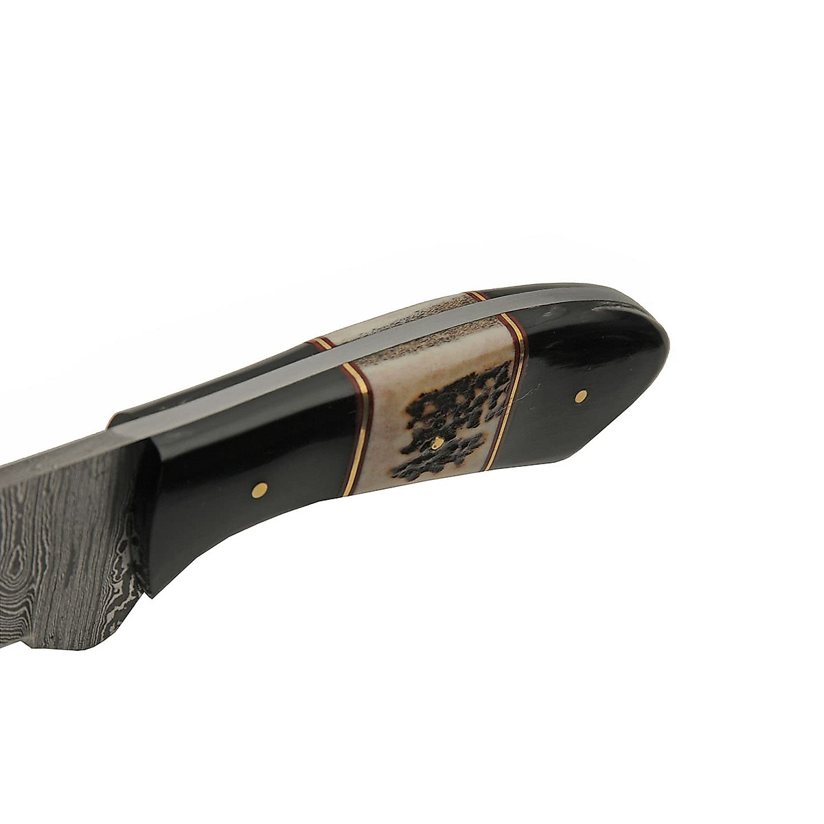 Buffalo Upsweep Damascus Steel Blade Horn/Stag 8.25 inch Hunting Knife