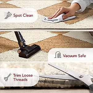 nuLOOM Pandora Diamond Jute Area Rug - 3x5 Jute Accent Rug Global Inspired Ivory Rugs for Dining Room Rug Neutral Rug Living Room Rug Entryway Kitchen