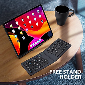 iClever Ergonomic Foldable Keyboard, BK06 Foldable Keyboard Bluetooth, Ultra Slim, Comfortable Natural, Portable Split Keyboard for iPhone, iPad, Tablet, Laptop