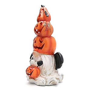 Hodao Mystical Stacked Pumpkin Gnomes Collectibles - Orange Halloween Decor for Home Fall Indoor