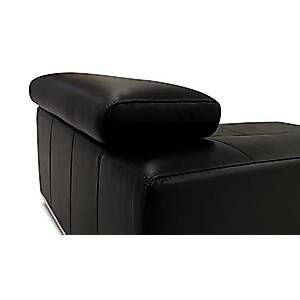 ZURI Encore Black Leather L-Shaped Sectional with Adjustable Headrests - Left Chaise
