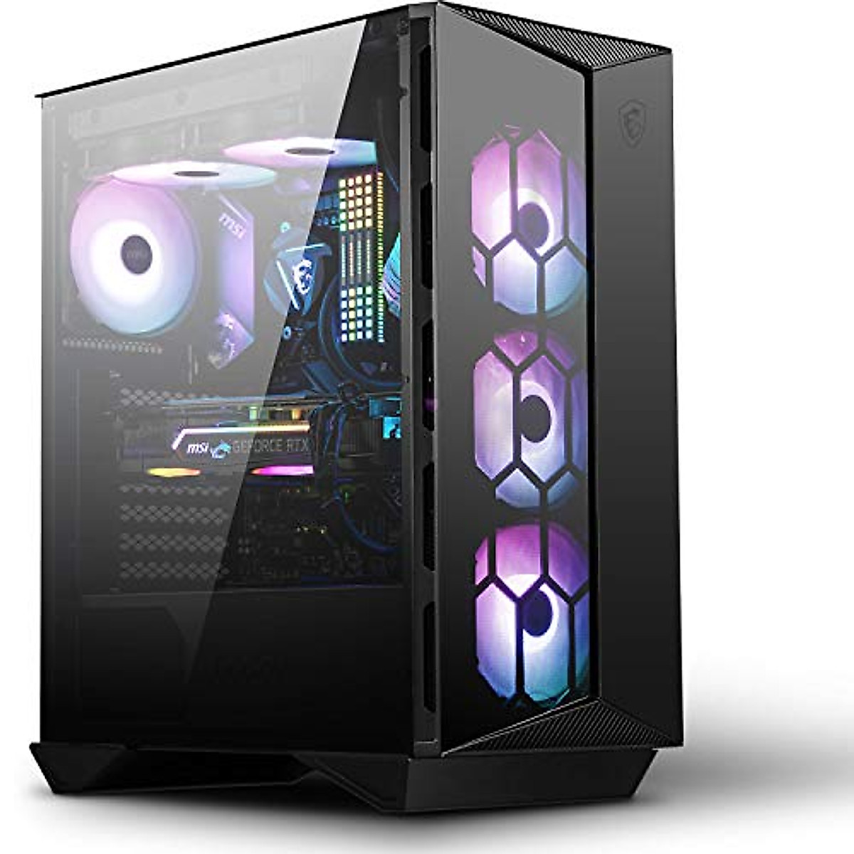 MSI MPG GUNGNIR 110R - Premium Mid-Tower Gaming PC Case - Tempered Glass Side Panel - 4 x ARGB 120mm Fans - Liquid Cooling Support up to 360mm Radiator - Two-Tone Design