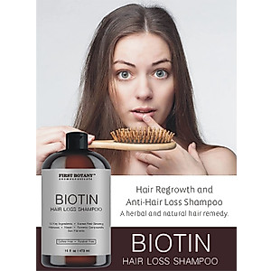 First Botany Cosmeceuticals, Hair Regrowth and Anti Hair Loss Shampoo 16 fl oz, with DHT blockers- Daily Hydrating, Detoxifying, Volumizing Shampoo For Men and Women