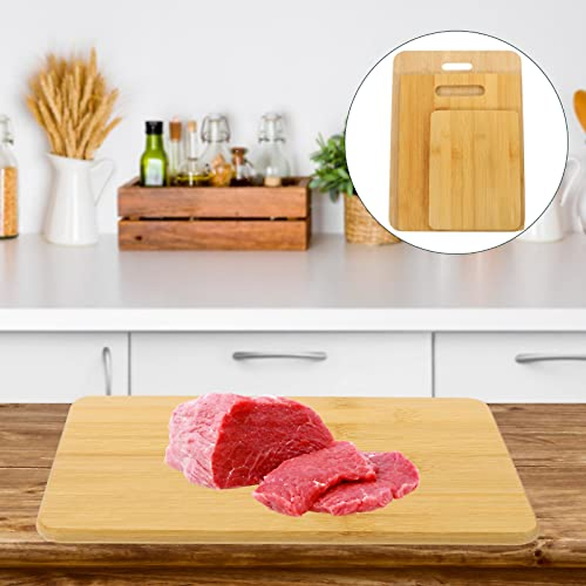 UPKOCH 3pcs Bamboo Cutting Boards Set Rectangle Wood Cutting Board BBQ Chopping Board Set Fruit Vegetable Cutting Tray for Kitchen Food Prep Carving Meat Cheese