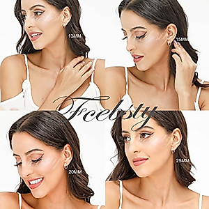 3 Pairs 925 Sterling Silver Hoop Earrings | Small White Gold Plated Hoop Earrings for Women (13mm, 15mm, 20mm)