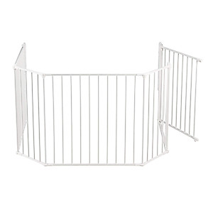 BabyDan Flex Hearth 35.4-109.5 Inch Wide Extra Large Size Safety Baby Gate for Fireplace, Hearths, and Doorways, White