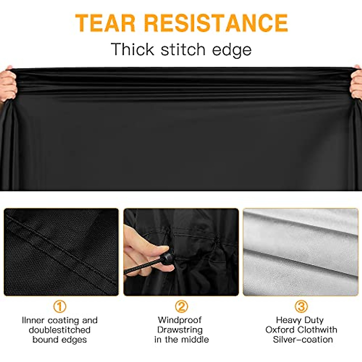 Patio Chimenea Fire Pit Cover Waterproof Outdoor Fire Pit Cover Breathable Heavy Duty Patio Heater Cover, Dustproof Anti UV and Tear Resistant for Garden, Patio (122 * 21 * 61CM) - Black