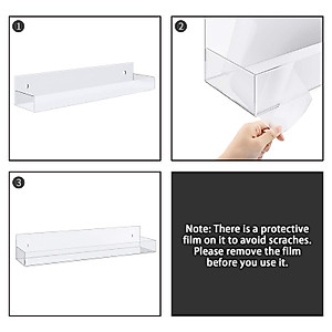 VAEHOLD Adhesive Acrylic Spice Rack with Nano Double Sided Tape Wall Mount Organizer Clear Wall Spice Rack With Shelf Ends for Kitchen Cabinet Door - 2 Pack 11 4/5‘’ Shelves